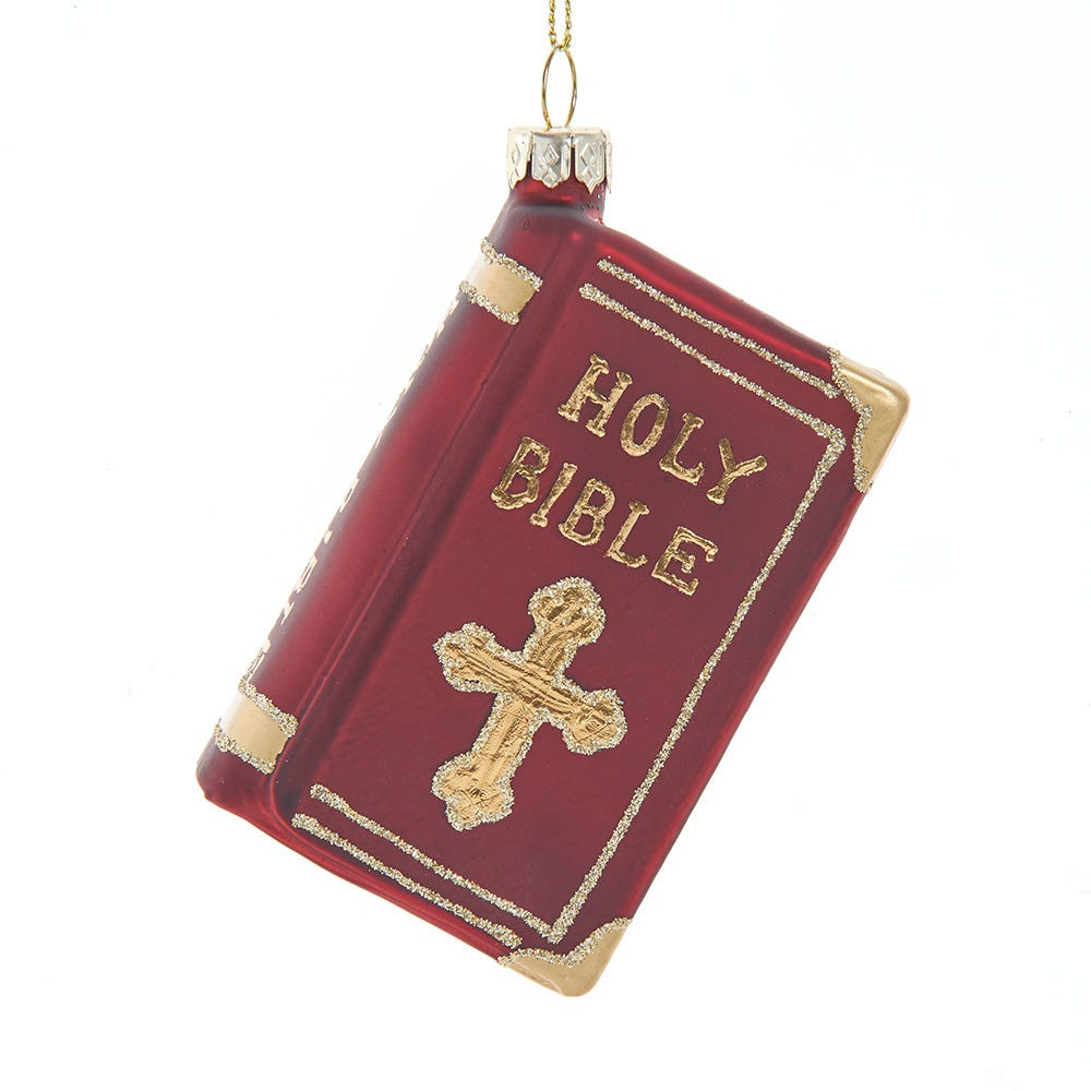 Glass Holy Bible Ornament - Kurt S. Adler Inc
