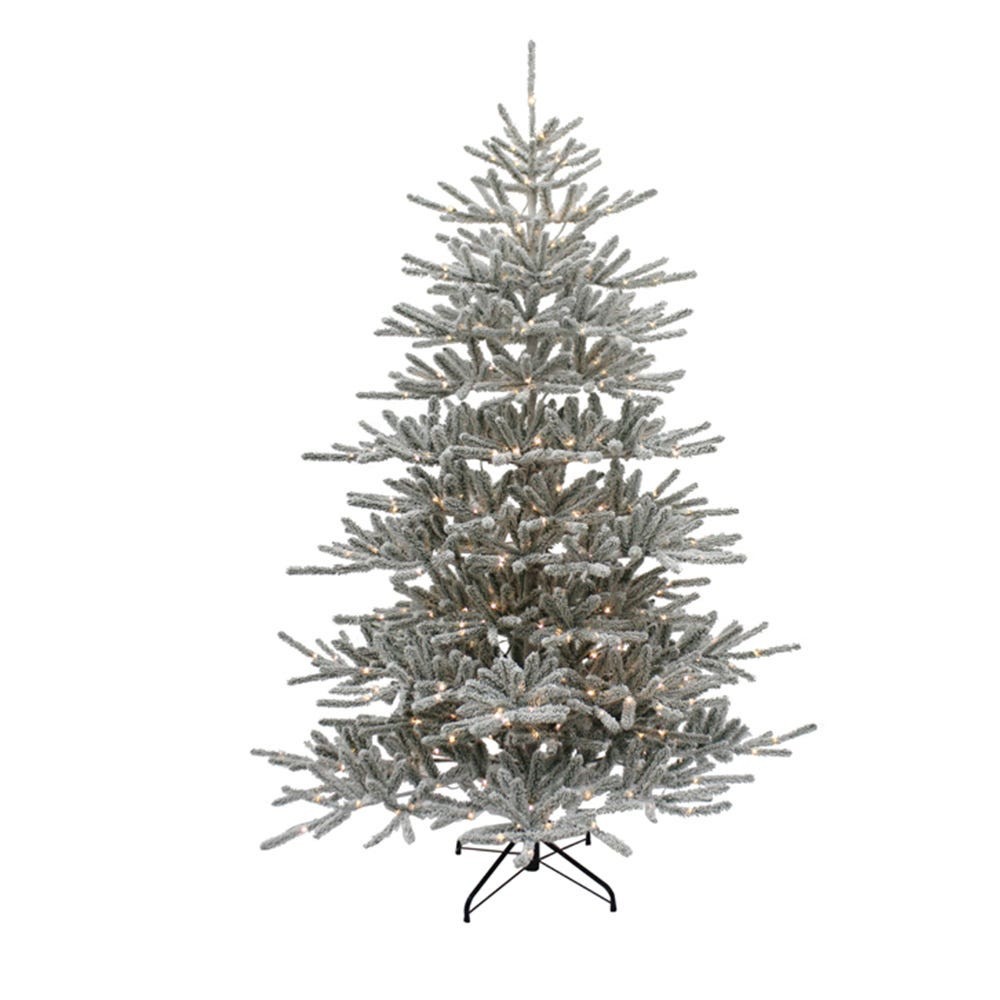 7' Pre-Lit Warm White LED Flocked Vail Pine Tree - Kurt S. Adler Inc