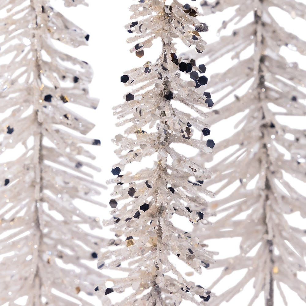 Silver Glittered Miniature Tree Set, 3-Piece Set - Kurt S. Adler Inc