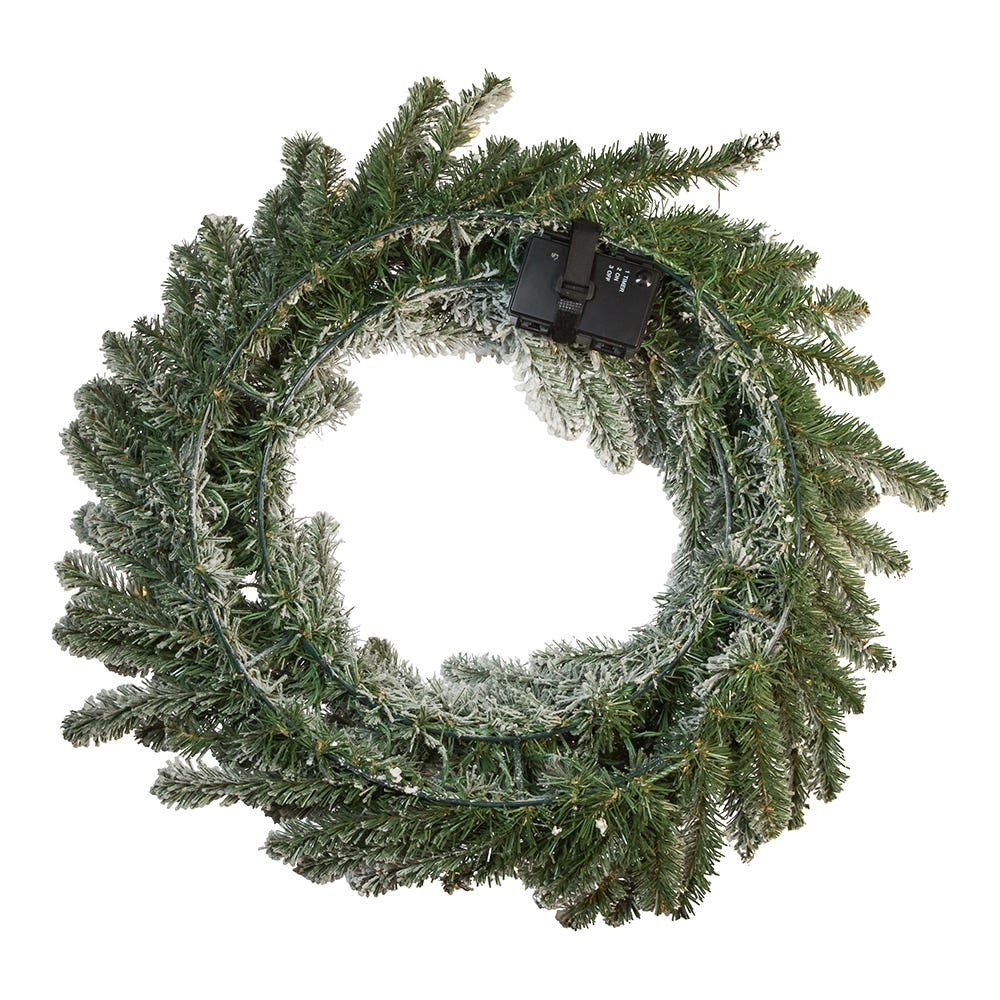 24" Pre-Lit Battery Operated Warm White LED Vail Pine Wreath - Kurt S ...