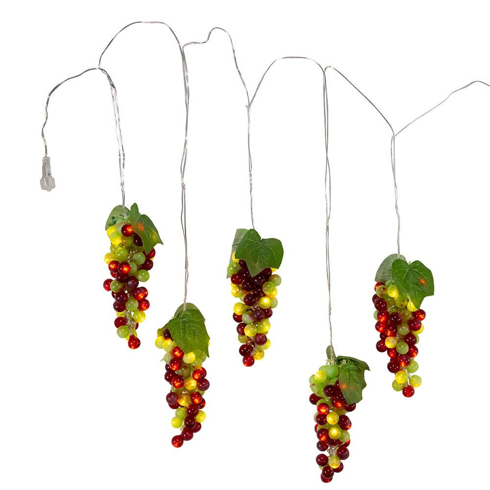 5.3' 100L Green and Burgundy Grape Cluster LED Light Set