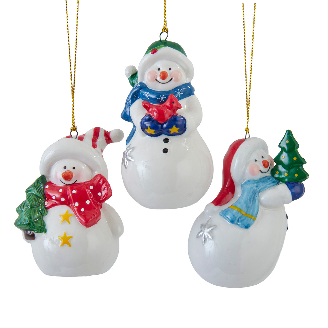 Snowman With Scarf, Hat & Gloves Ornaments, 3 Assorted - Kurt S. Adler Inc