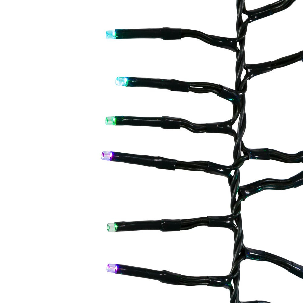 16' 480L RGB 3MM LED Cluster Garland With Green Wire