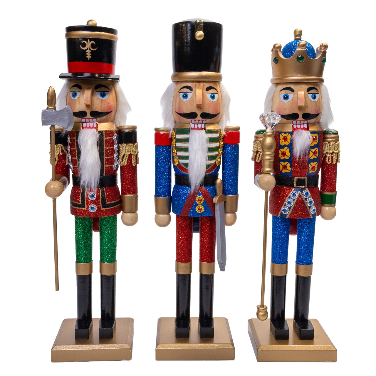15" Red, Green & Blue Nutcrackers, 3 Assorted - Kurt S. Adler Inc
