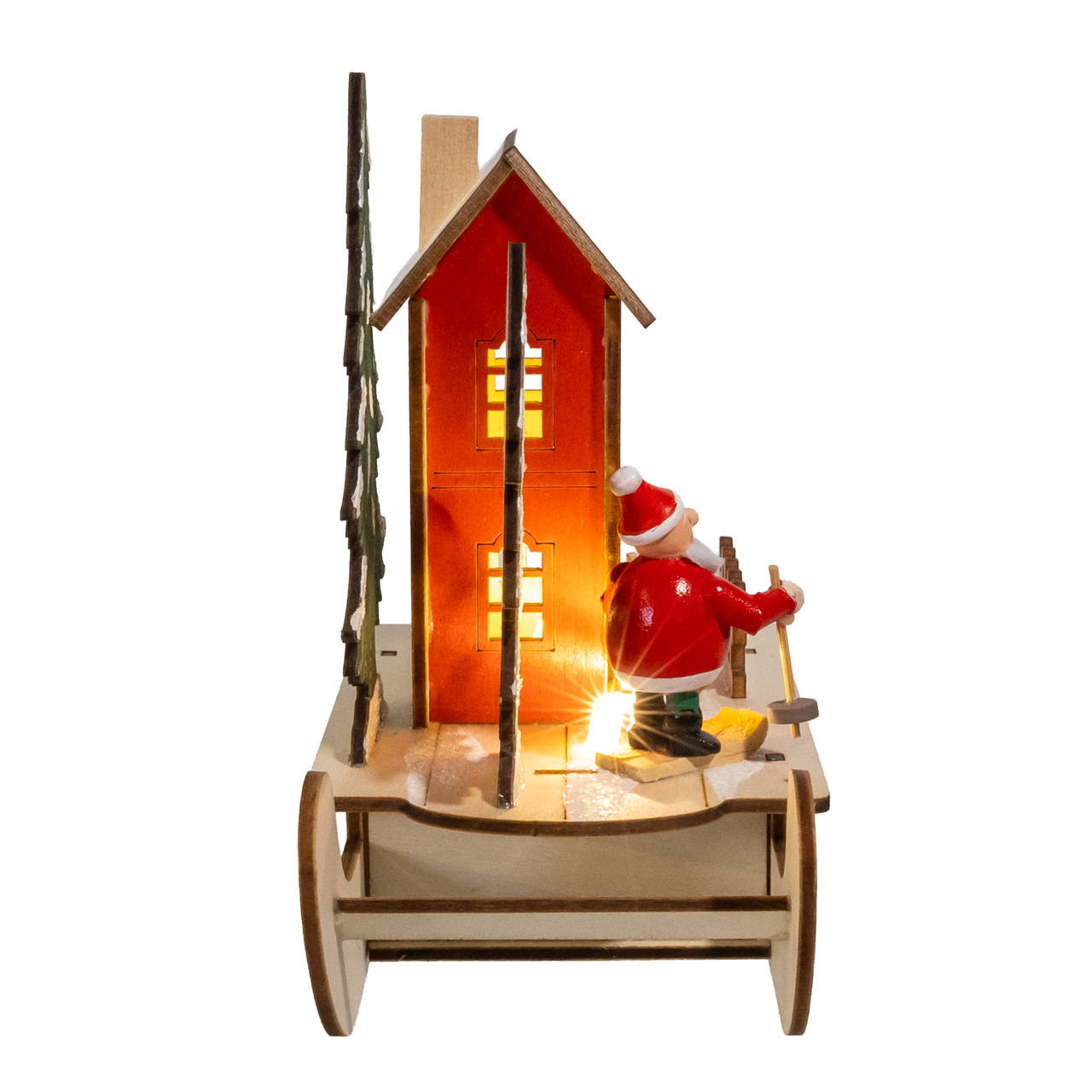 5.5" Battery Operated LED Lighted Sled With Village Scene & Santa ...