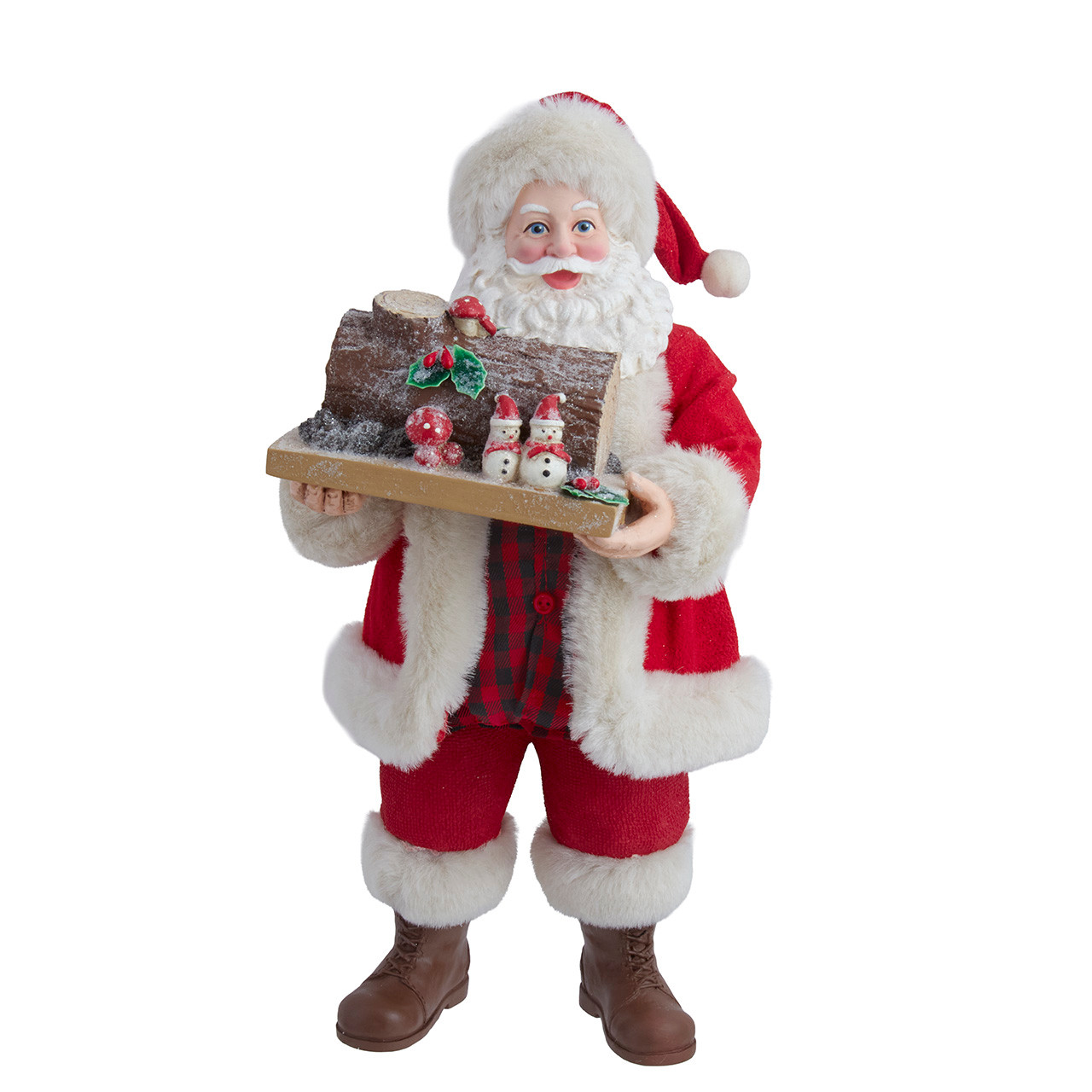 10.5" Fabriché™™ Santa Holding Yule Log Cake - Kurt S. Adler Inc