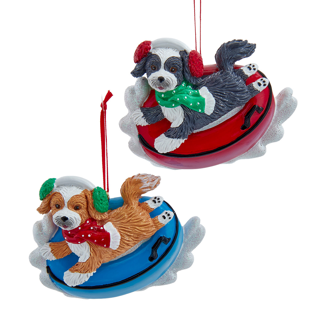 Shih-Tzu On Snow Tube Ornaments For Personalization, 2 Assorted