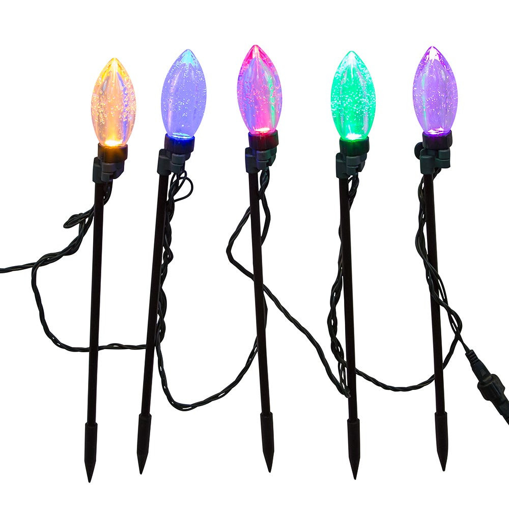 10-Piece Dual Color Multicolor & Warm White LED Bubble C9 String Yard ...