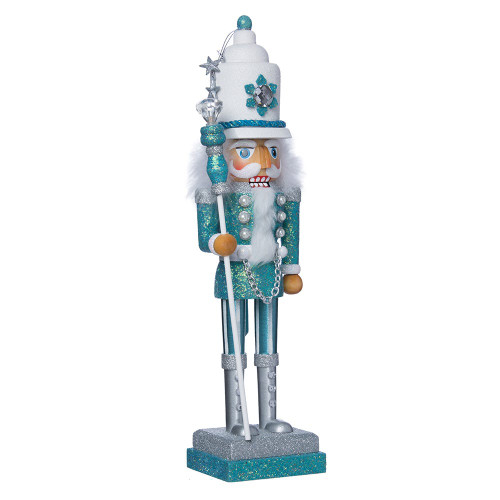 17" Hollywood Nutcrackers™ Turquoise and White Glittered Soldier Nutcracker