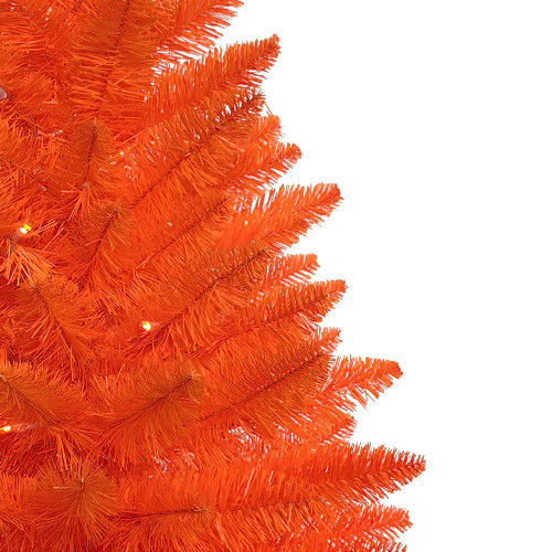 3' Battery Operated Pre-Lit Halloween Orange Potted Tree With Orange ...