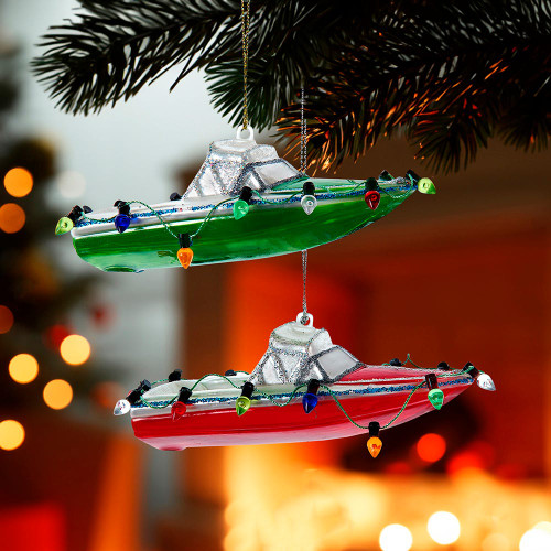 Noble Gems™ Glass Speed Boat Ornaments, 2 Assorted