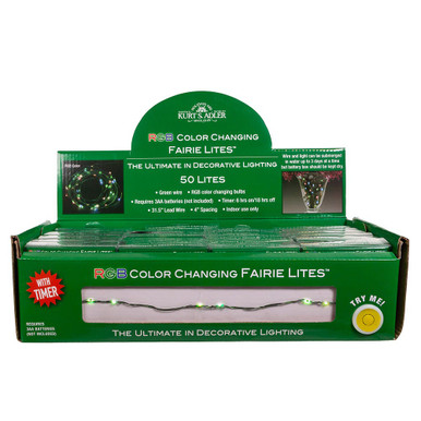 16.3' Battery Operated 50L Color Changing RGB Fairy LED Green Wire ...