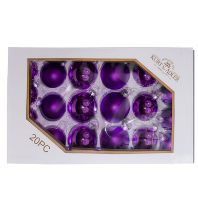 60MM - 80MM Glass Shiny and Matte Purple Mixed Ball Ornaments, 20-Piece ...