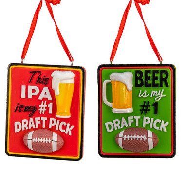 IPA & Draft Beer Ornaments, 2 Assorted