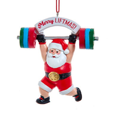 "Merry Liftmas" Weight Lifting Santa Ornament