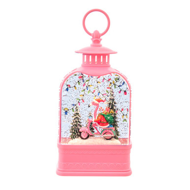 9.75" Battery Operated USB LED Lighted Flamingo Riding Motorcycle Water ...