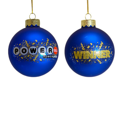 Powerball® 80MM Glass Blue and Gold Ornament - Kurt S. Adler Inc