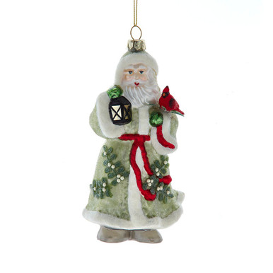 Glass Mistletoe Santa Ornament - Kurt S. Adler Inc