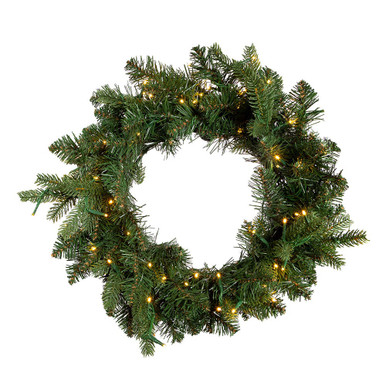 18" Battery-Operated Pre-Lit Warm White Cluster LED Noble Fir Wreath ...