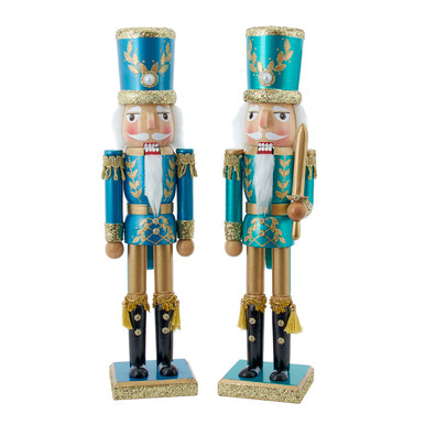 15" Green, Gold & Blue Nutcrackers, 2 Assorted - Kurt S. Adler Inc