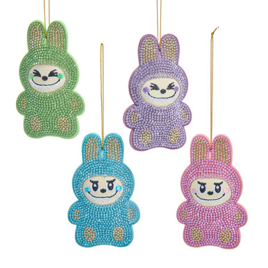 Pink, Purple, Blue & Green Bedazzled™ Monster Ornaments, 4 Assorted