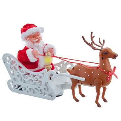 Battery Operated Moving Santa on Sleight With Reindeer Table Piece ...