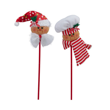 Gingerbread Santa & Chef Picks, 2 Assorted - Kurt S. Adler Inc