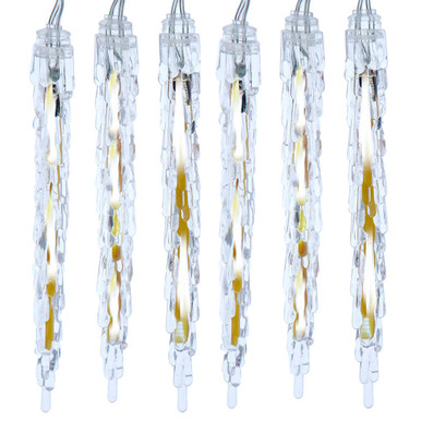 29' 10-Piece Cool White Filament LED Connectible Icicle String Light ...