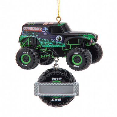 Monster Jam® Grave Digger With Tire Dangle Ornament For Personalization
