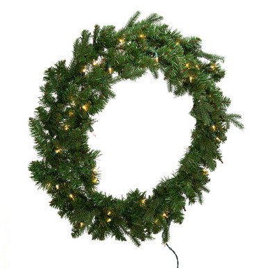 24" Pre-Lit Clear Incandescent Jackson Pine Wreath - Kurt S. Adler Inc