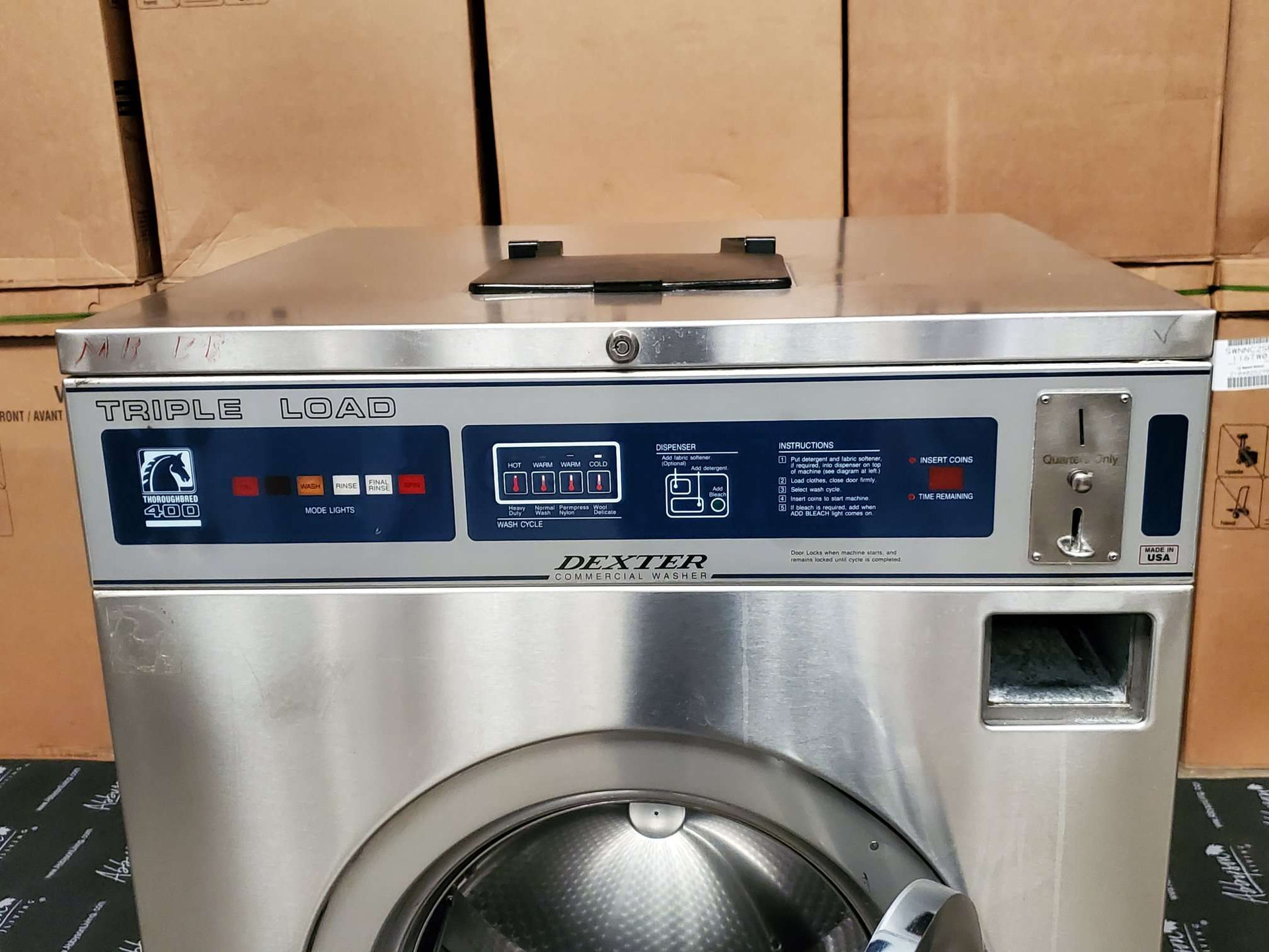 DEXTER T400 COMMERCIAL FRONT LOAD WASHER MODEL: WCN25AASS Serial No ...