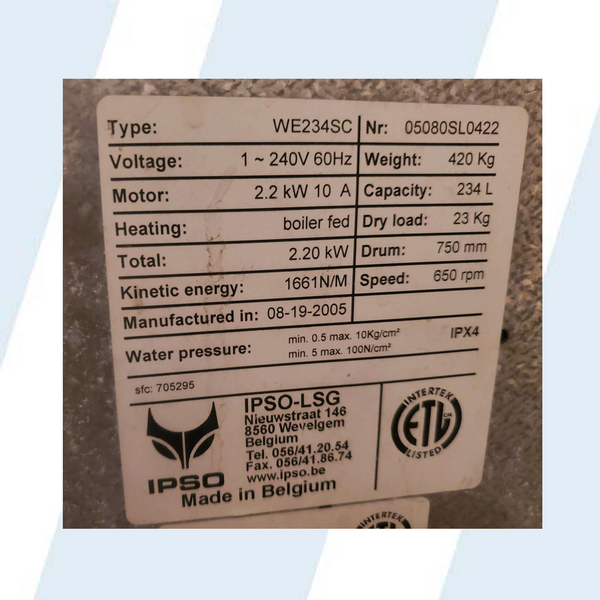 IPSO 50LB FRONT LOAD WASHING MACHINE MODEL: WE234SC