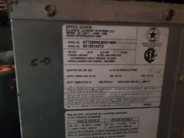 Speed Queen 30LB Stack Dryer MODEL: STT30NNCB2G1N04 [REFURBISHED] - 123 ...