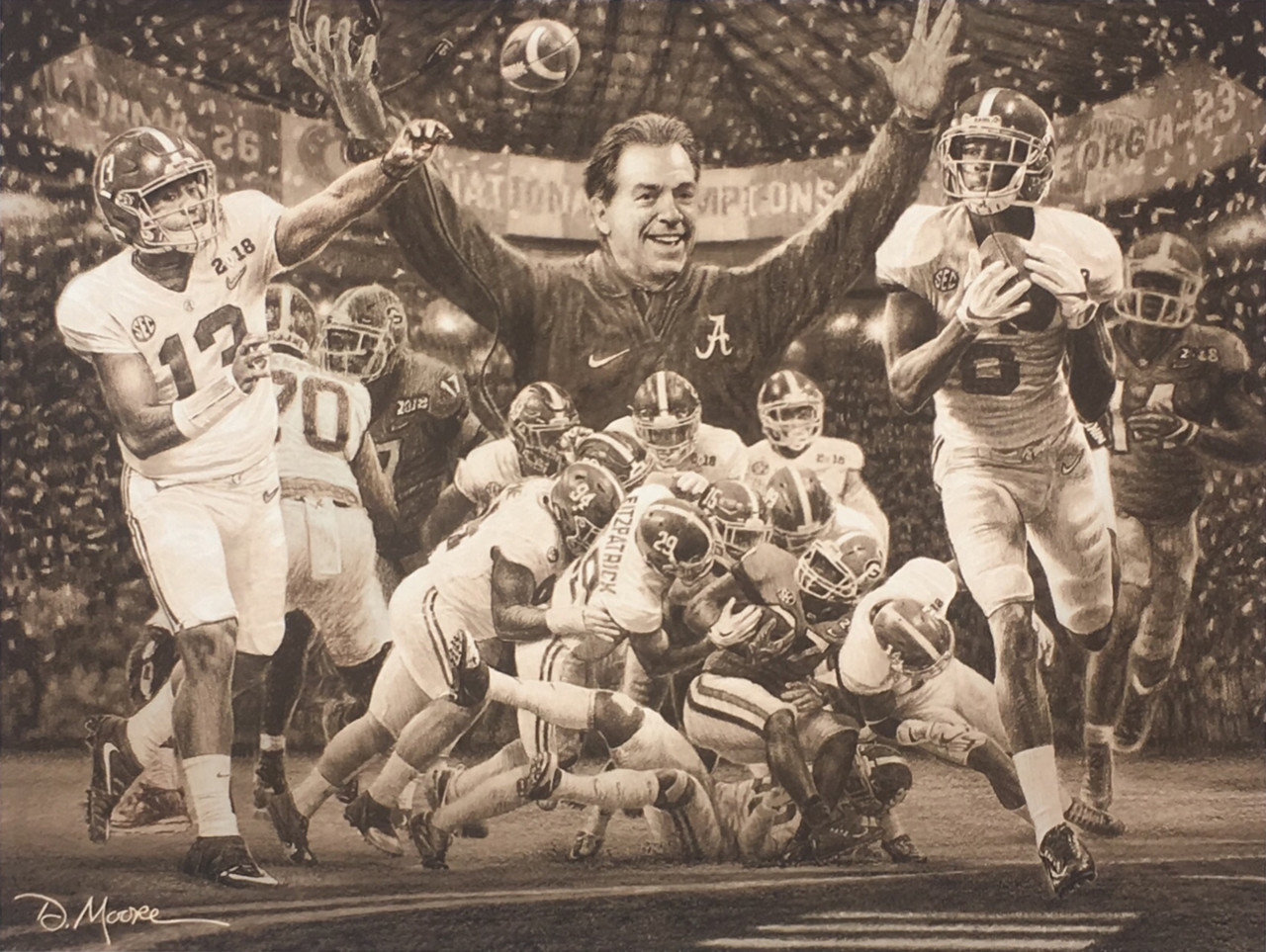 Alabama Football Art - Daniel A. Moore - Pencil Drawing Prints