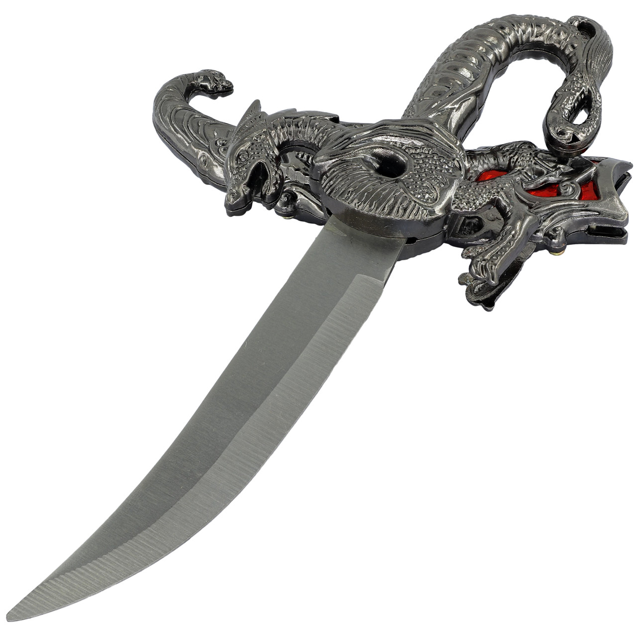 Suppressed Embers Small Ornate Dragon Dagger w/ Ruby Red Accent Scabbard