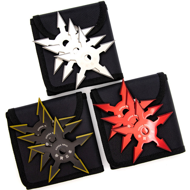 Khoga Ninja Set of 3 Sure Stick Five Point Shuriken Throwing Stars ...