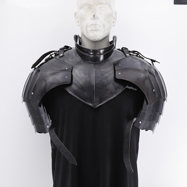 Blackened Medieval Shoulder and Neck Armor Set for Cosplay