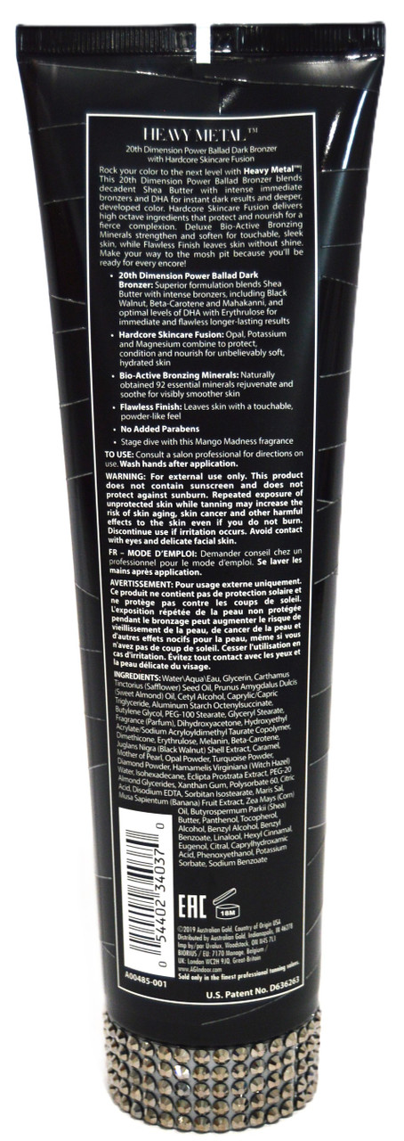 Australian Gold Heavy Metal 20th Dimension Dark Bronzer Tanning Lotion ...