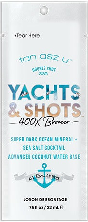 Tan Asz U YACHTS & SHOTS 400X Bronzer Tanning SAMPLE PACKET .75 oz ...