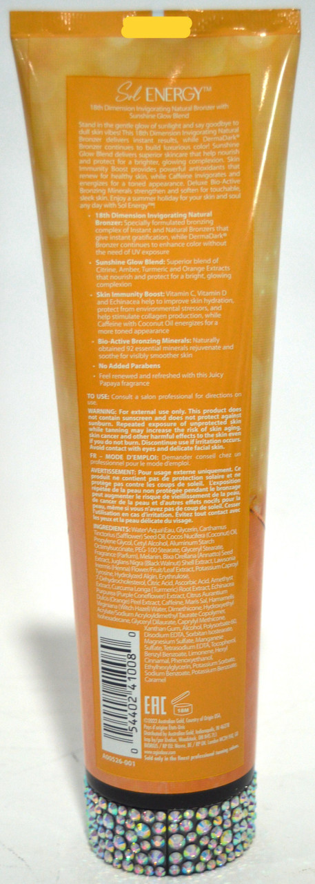 Australian Gold Sol Energy 18th Dimension Natural Bronzer Tanning ...