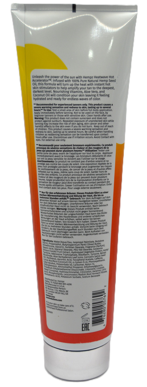 Hempz HeatWave Hot Accelerator Skin Stimulating Tanning Lotion 9 oz