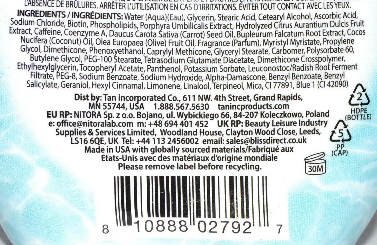 Tan Inc Sea It to Believe It 300X Sapphire Hue Shimmer Tanning Lotion ...