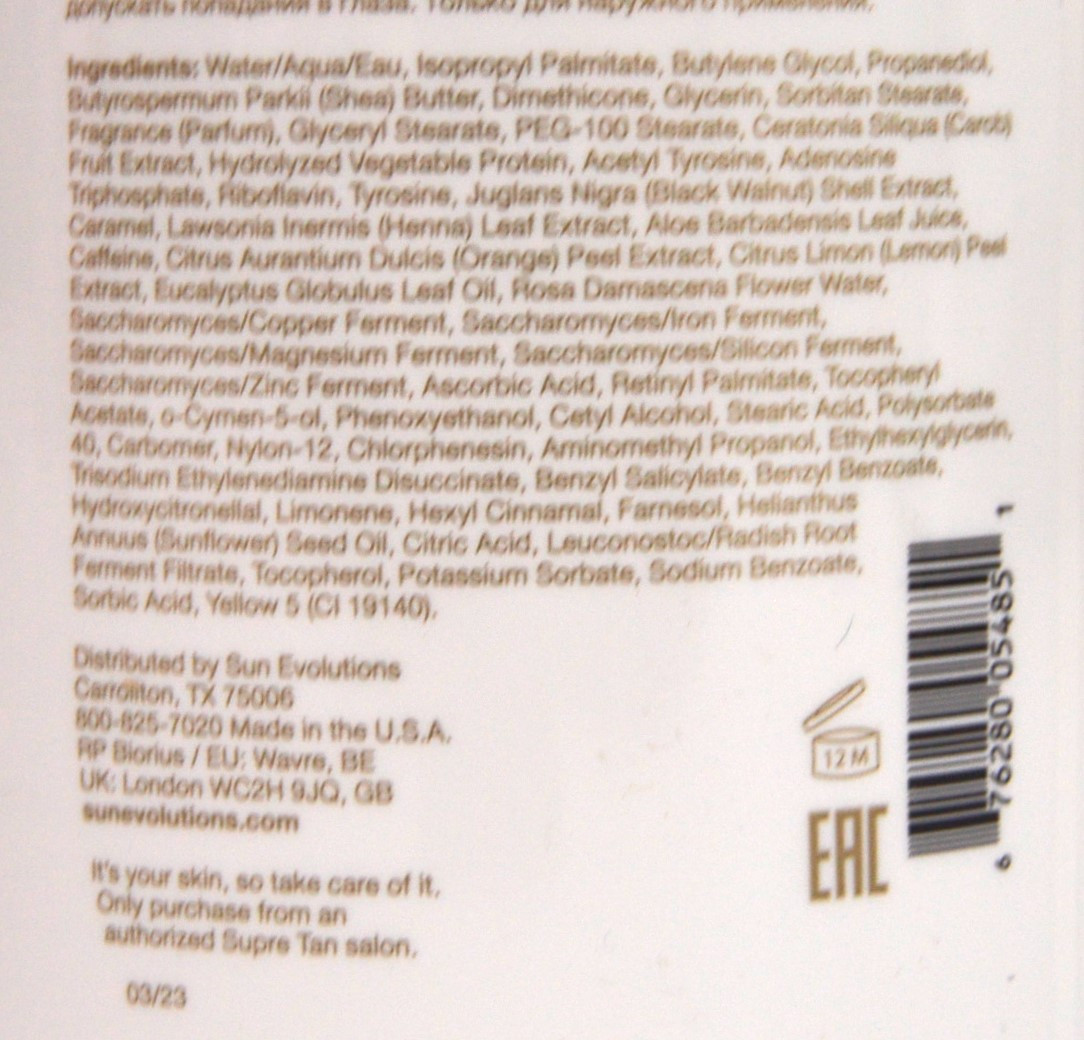 Supre Tan Bronze Empire Dynamic Dark Bronzer Tanning Lotion 10.1 oz