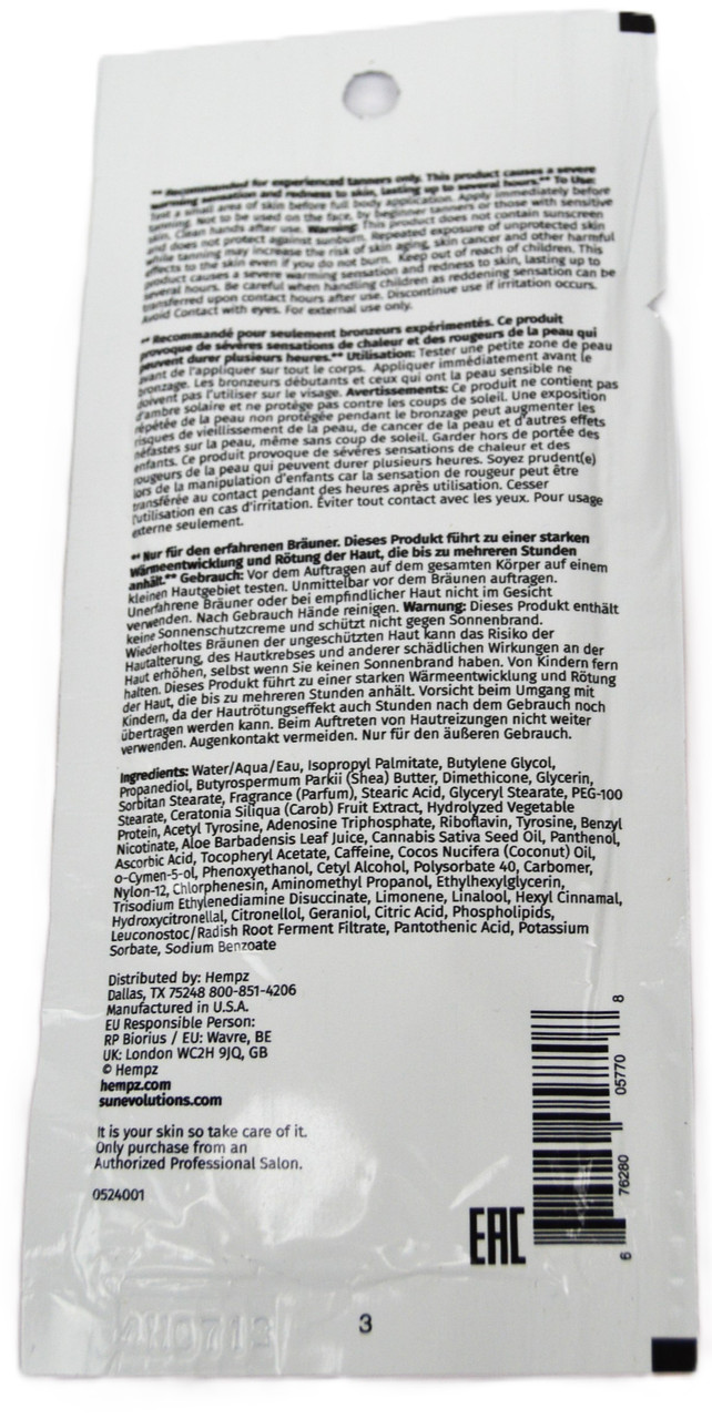 Hempz Heat Wave Hot Accelerator Tanning Lotion Sample Packet .57 oz