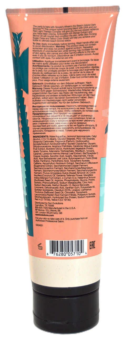 Supre Snooki Where's the Beach? Hybrid Dark Bronzer Tanning Lotion 9 oz