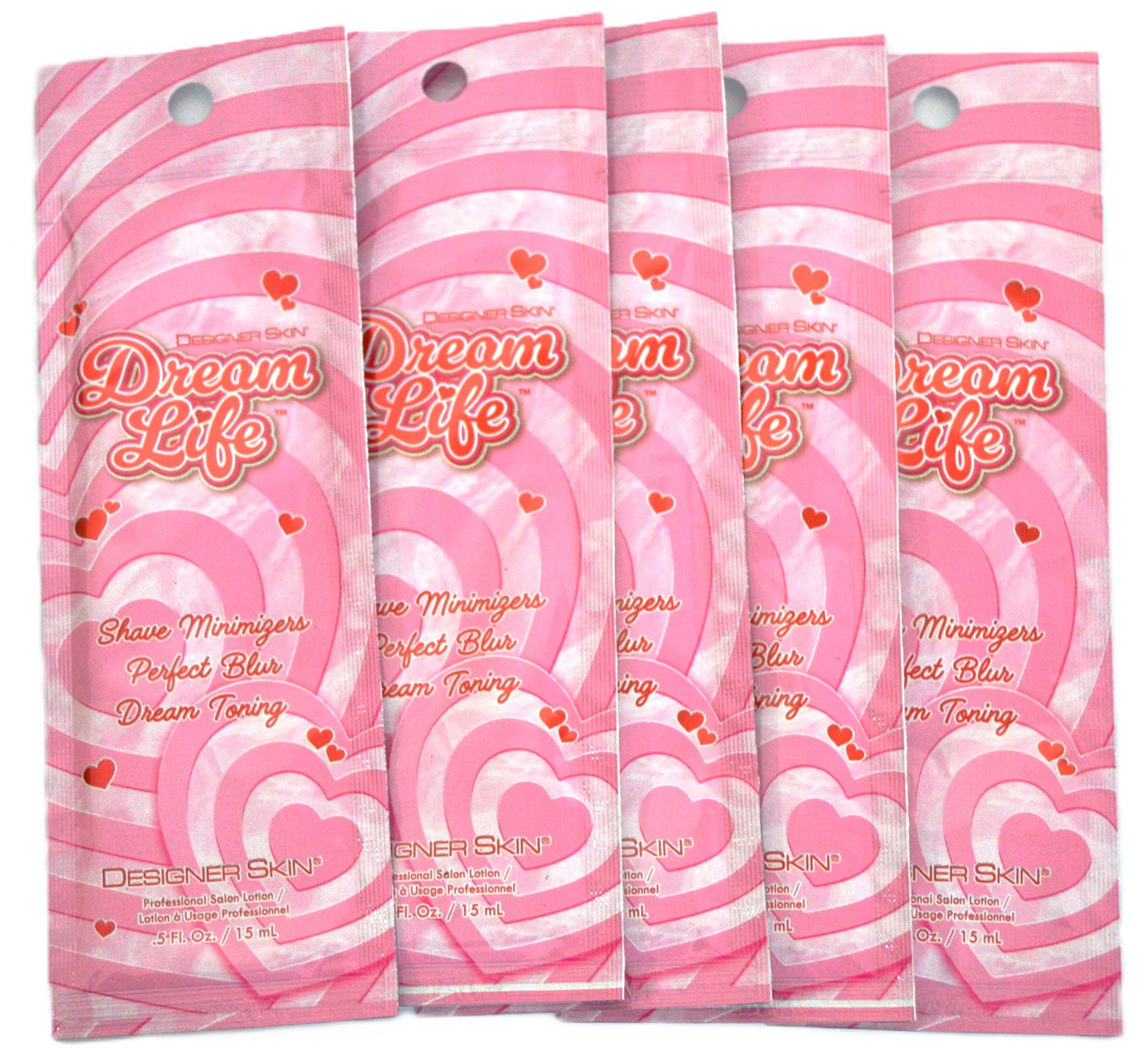 Designer Skin Dream Life Shave Minimizer 5 Packet Tanning Sample Bundle