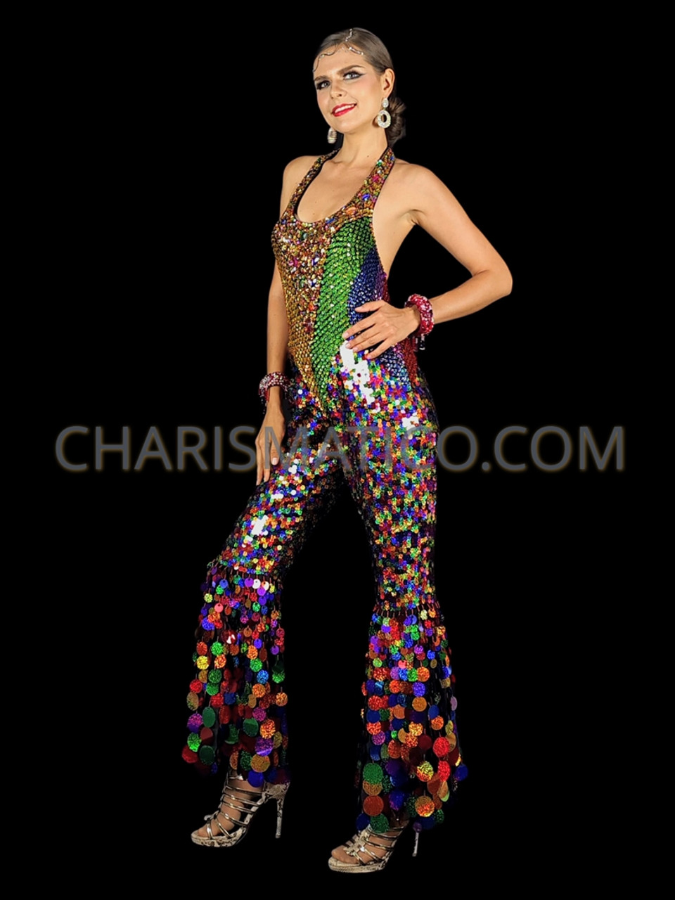 Rainbow Pride Disco Sequin Catsuit