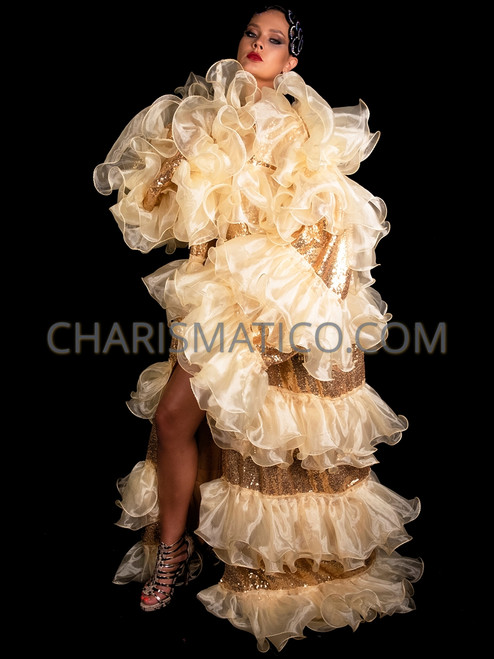 Gold Glamour Sequin Statement Drag Queen Coat
