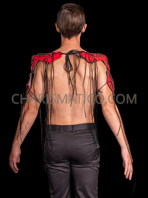 Medieval Gladiator Leather String Shoulder Armor Piece