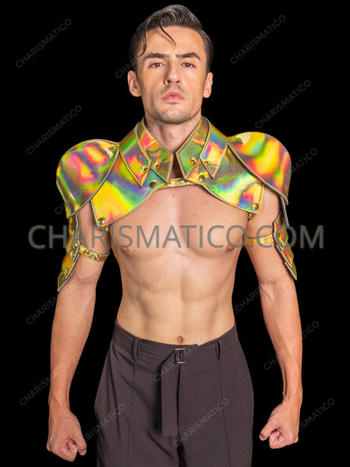 Iridescent Holographic Gladiator Shoulder Armor